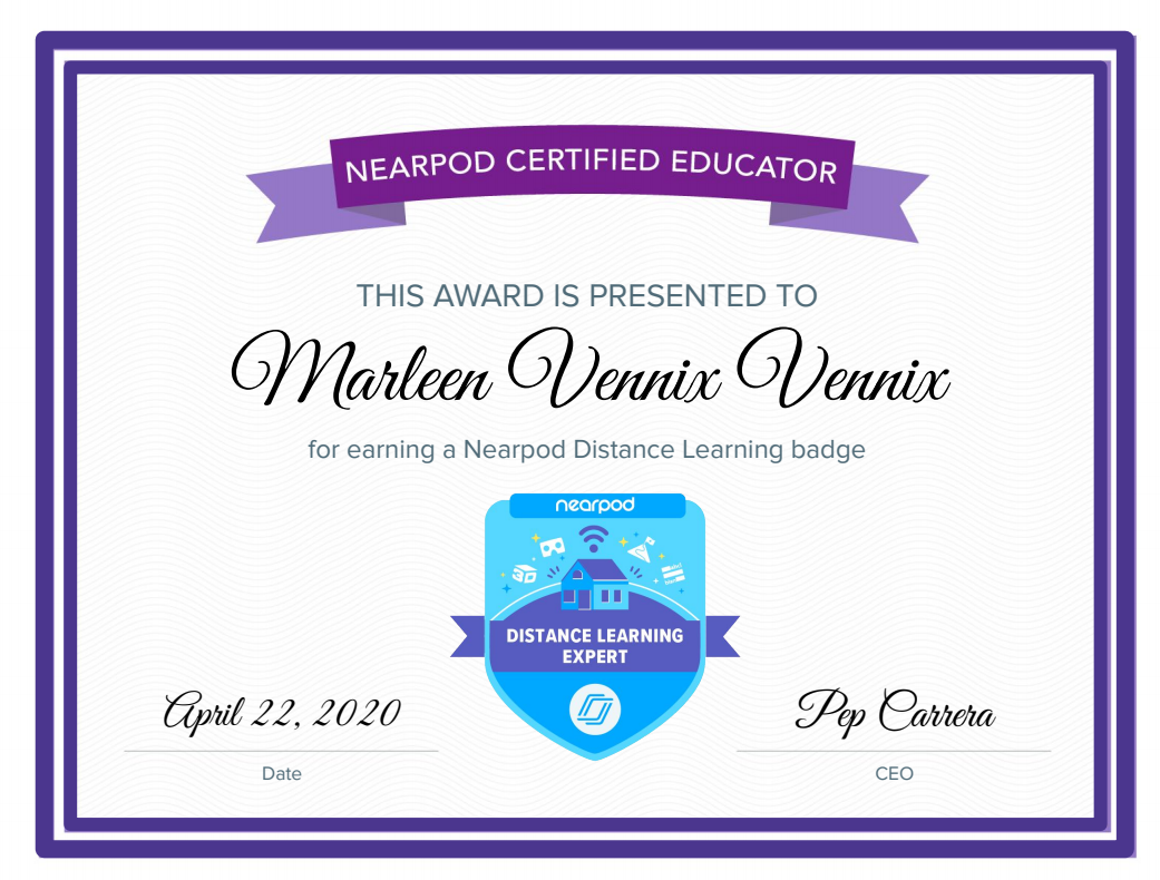 Nearpod distance learning certificate - Apprendre